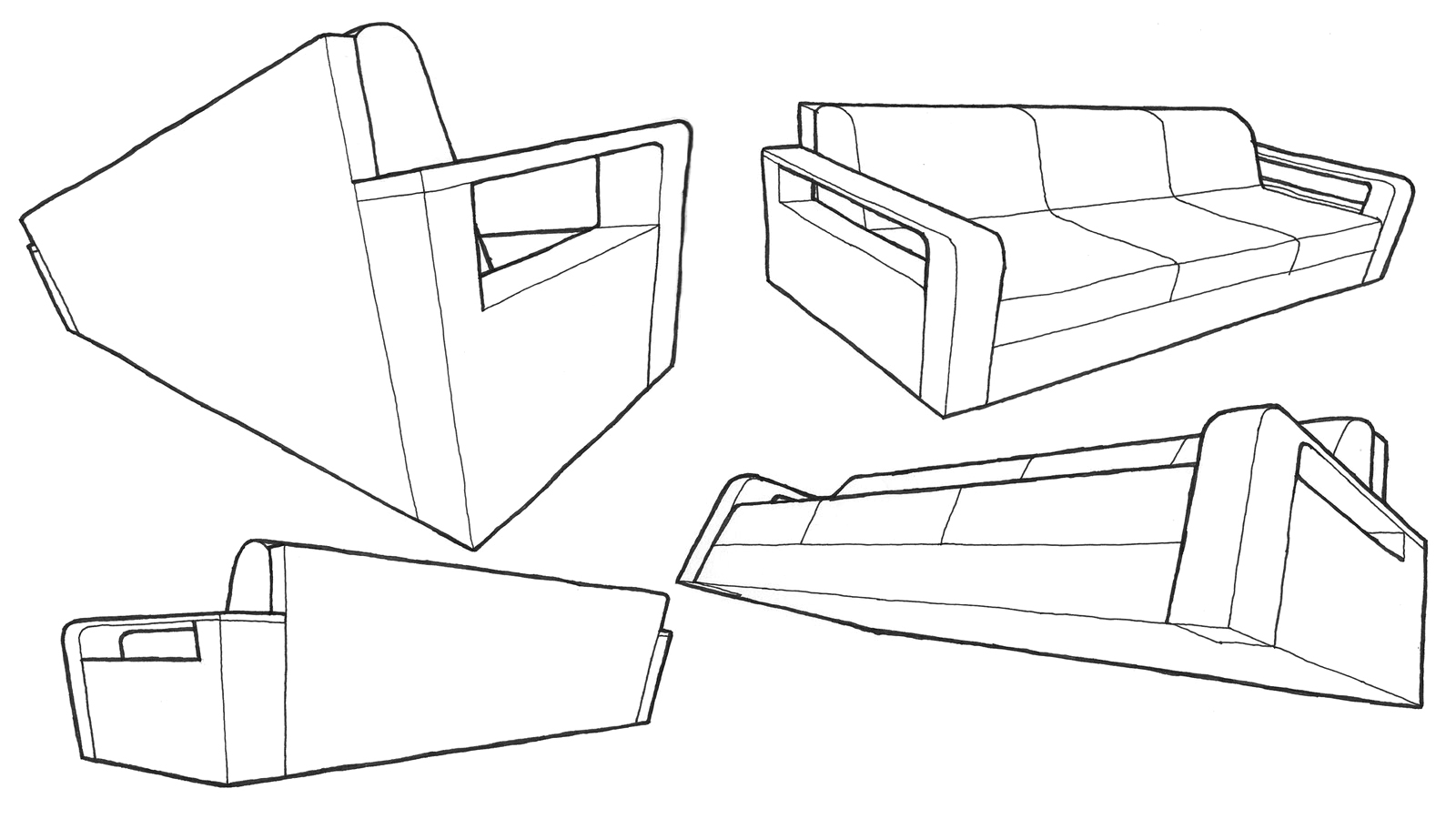 M/how To Draw A Sofa In One Point Perspective Sketch Coloring Page
