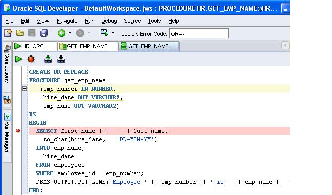 Praveen's blog: How to debug Procedures with SQL Developer..?