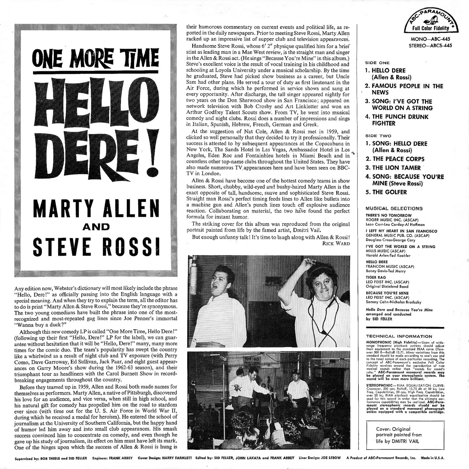I Got Your Back!: Allen & Rossi - One More Time Hello Dere 1964