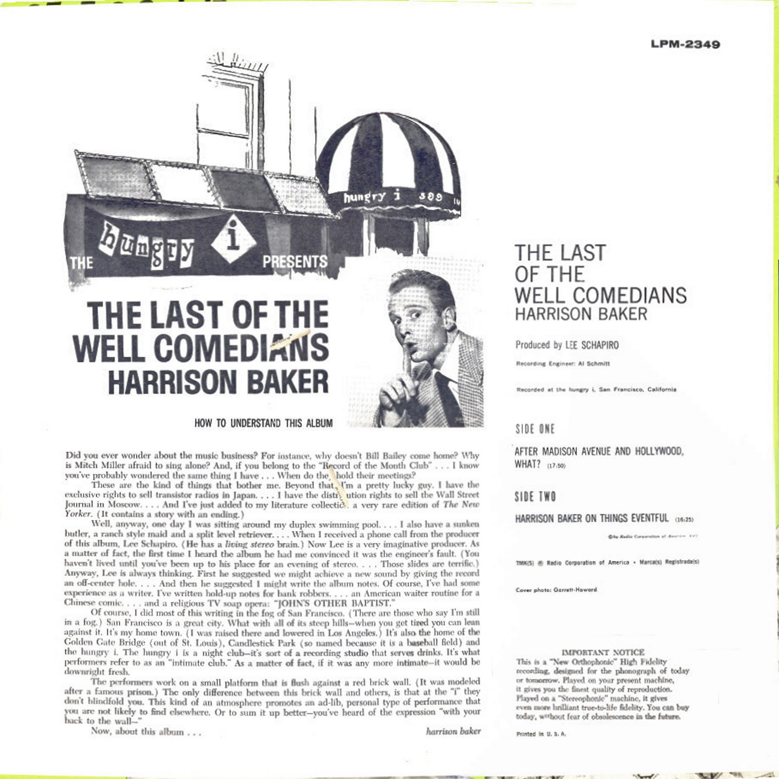 I Got Your Back!: Harrison Baker - Hungry I Presents The Last Of The ...