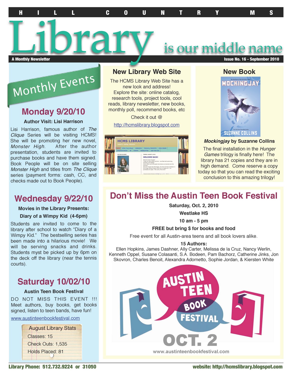 HCMS LIBRARY: NEWSLETTER