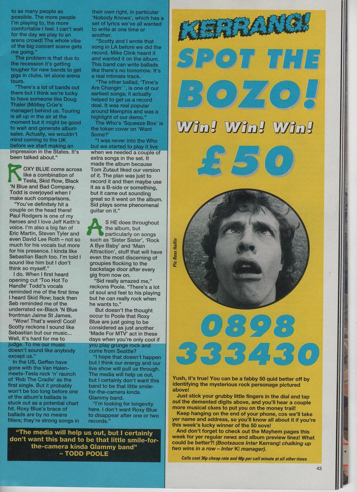 Klassic Kerrang Interviews: Roxy Blue - March 1991