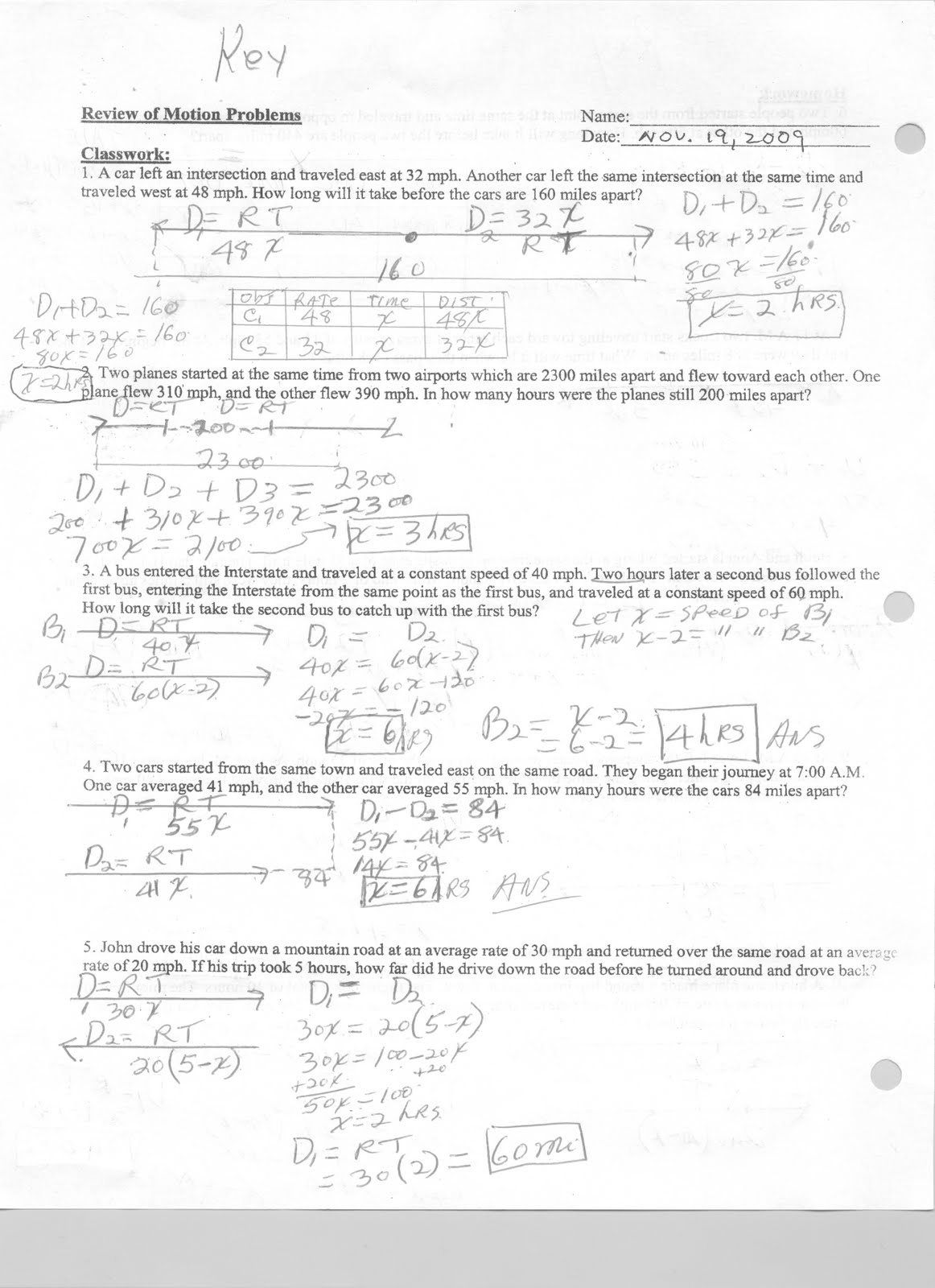 Mr. Napoli's Algebra: Aim: Review all motion problems