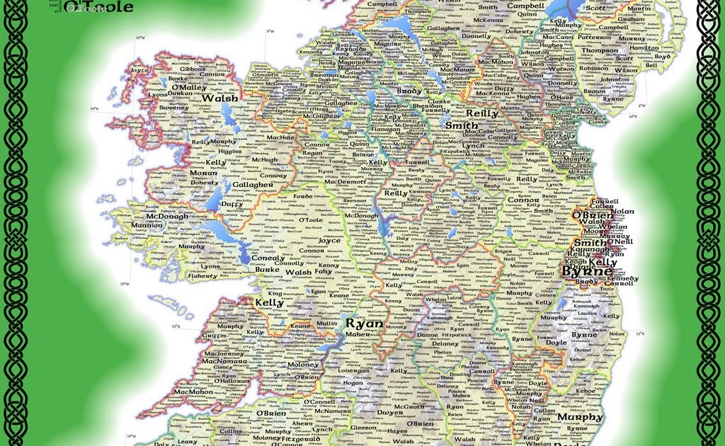 YOUR ANCESTRAL FAMILY BLOG.......: Surname Map of Ireland
