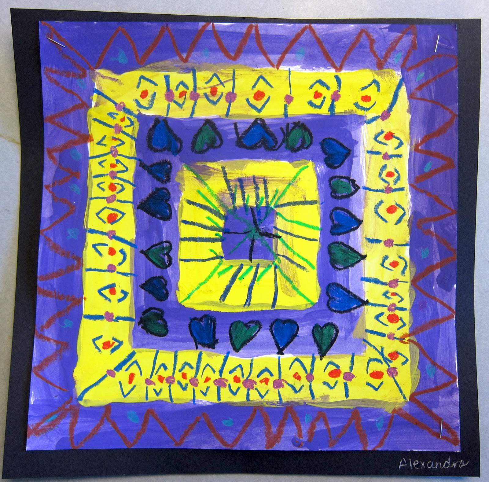 Art is Basic-- Art Teacher Blog: Complementary Color Quilt Paintings.