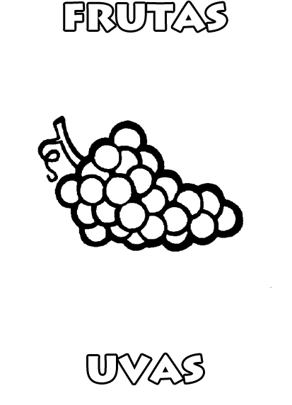 Colorear es Divertido: Dibujos de Frutas para Colorear - Uvas