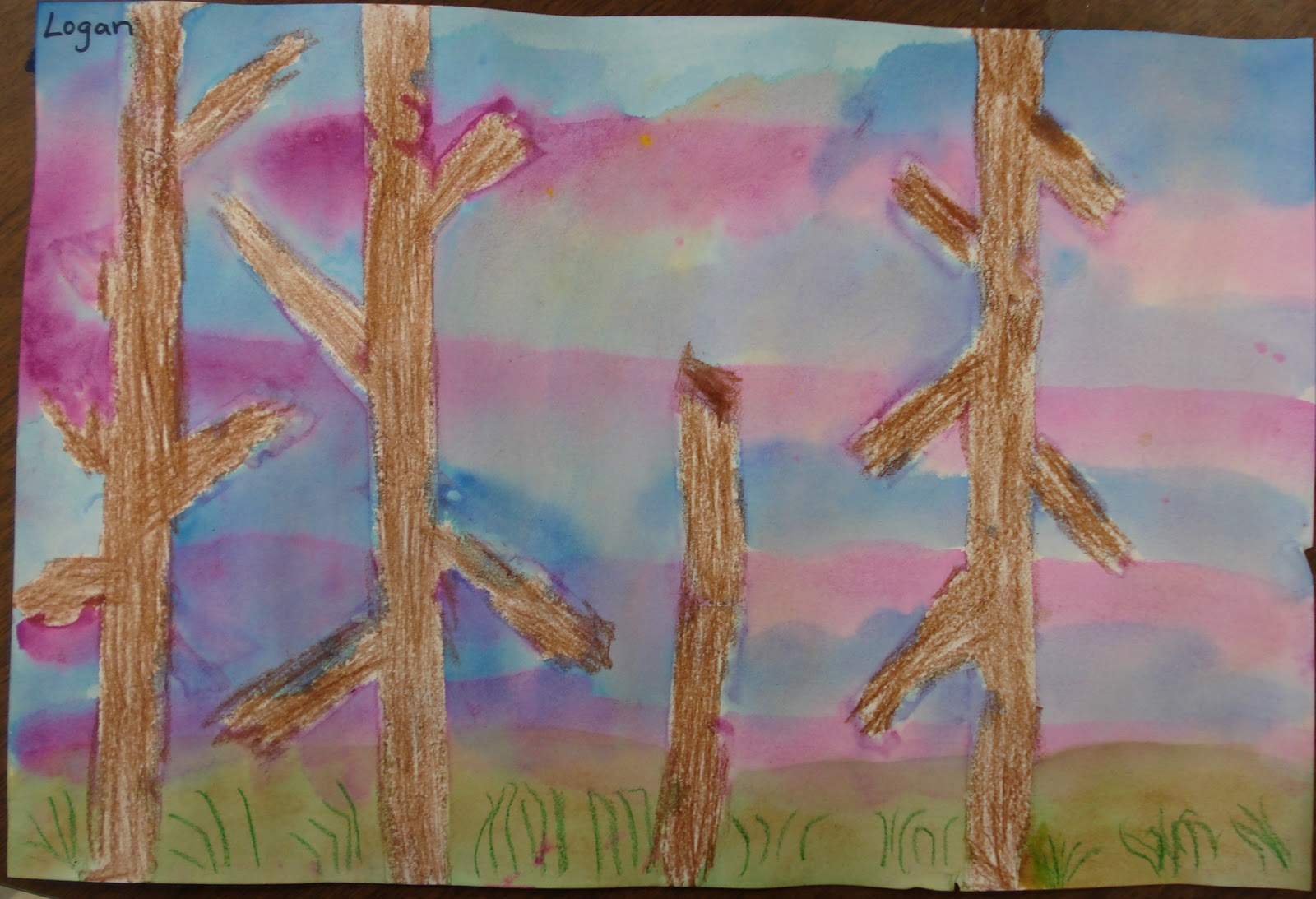 Amy's Artsy Adventures: 2nd Grade Tape-Resist Tree Landscapes