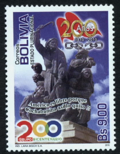 Sellos de Bolivia: Bicentenario de Cochabamba