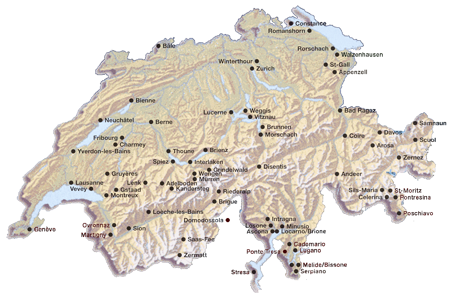 Mapa De Suiza Con Nombres