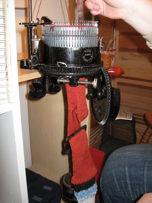 Cranking out socks: Antique circular knitting machine