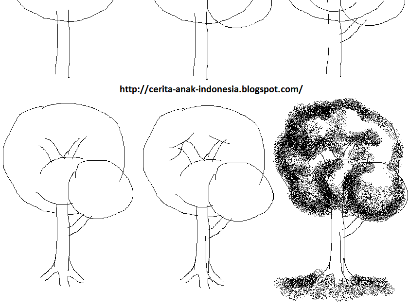 cara menggambar pohon