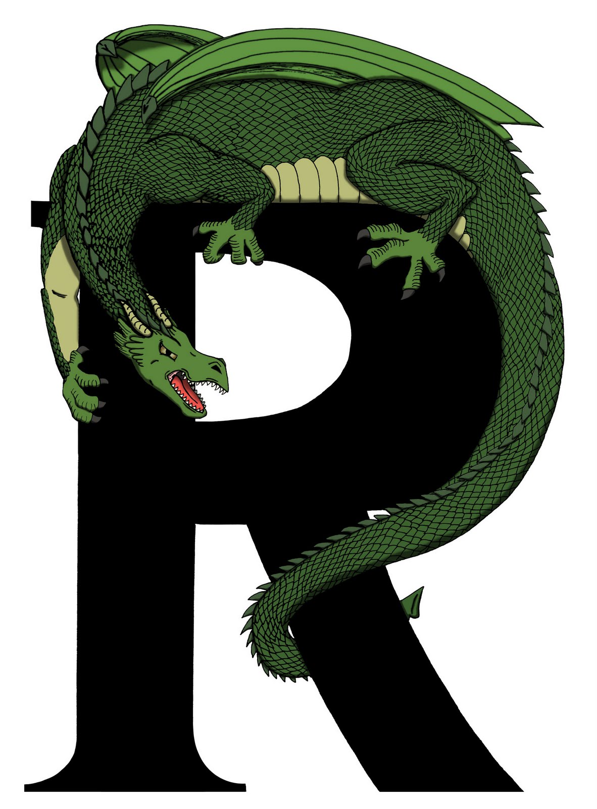 Holly Rader: Art in Progress: Illustrated Initial - Dragon on an R ...