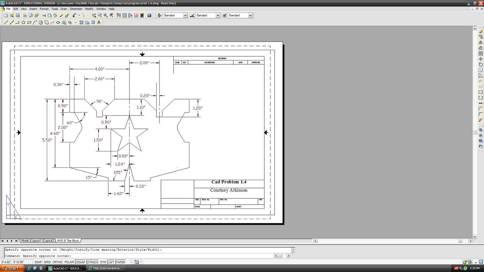Technological Design: AutoCad Problem 1.4