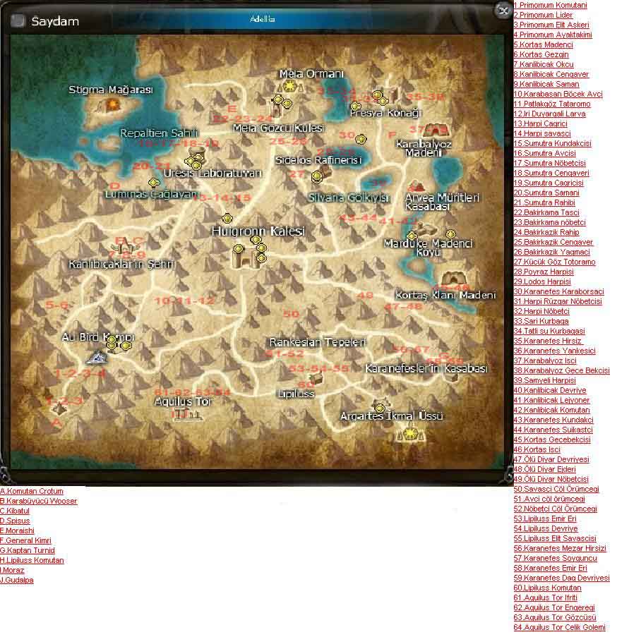 shaiya haritalar ve lapis-shaiya-kingdom