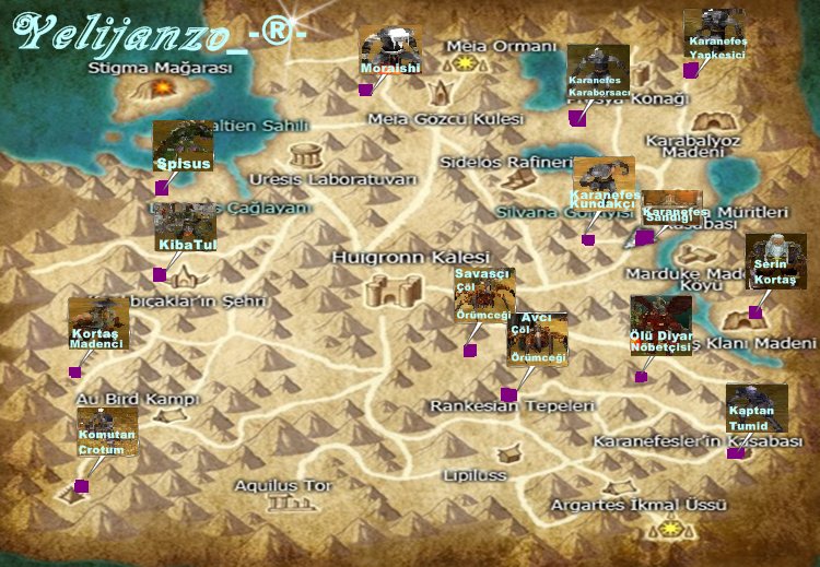 shaiya haritalar ve lapis-shaiya-kingdom