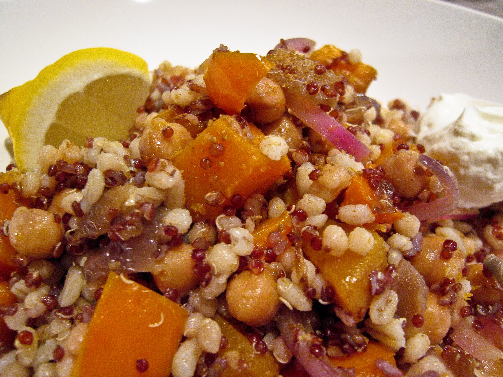 Butternut Squash & Chickpeas served on Mixed Grains - The Spiced Life