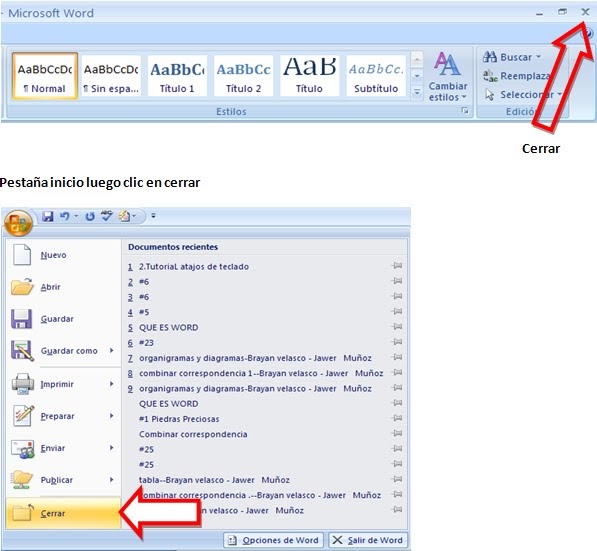 Tutorial Word 2007: 4. CERRAR WORD