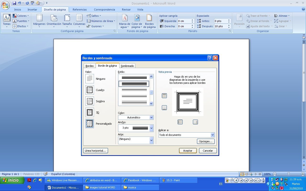 Tutorial Word 2007: 15. BORDES Y SOMBREADO