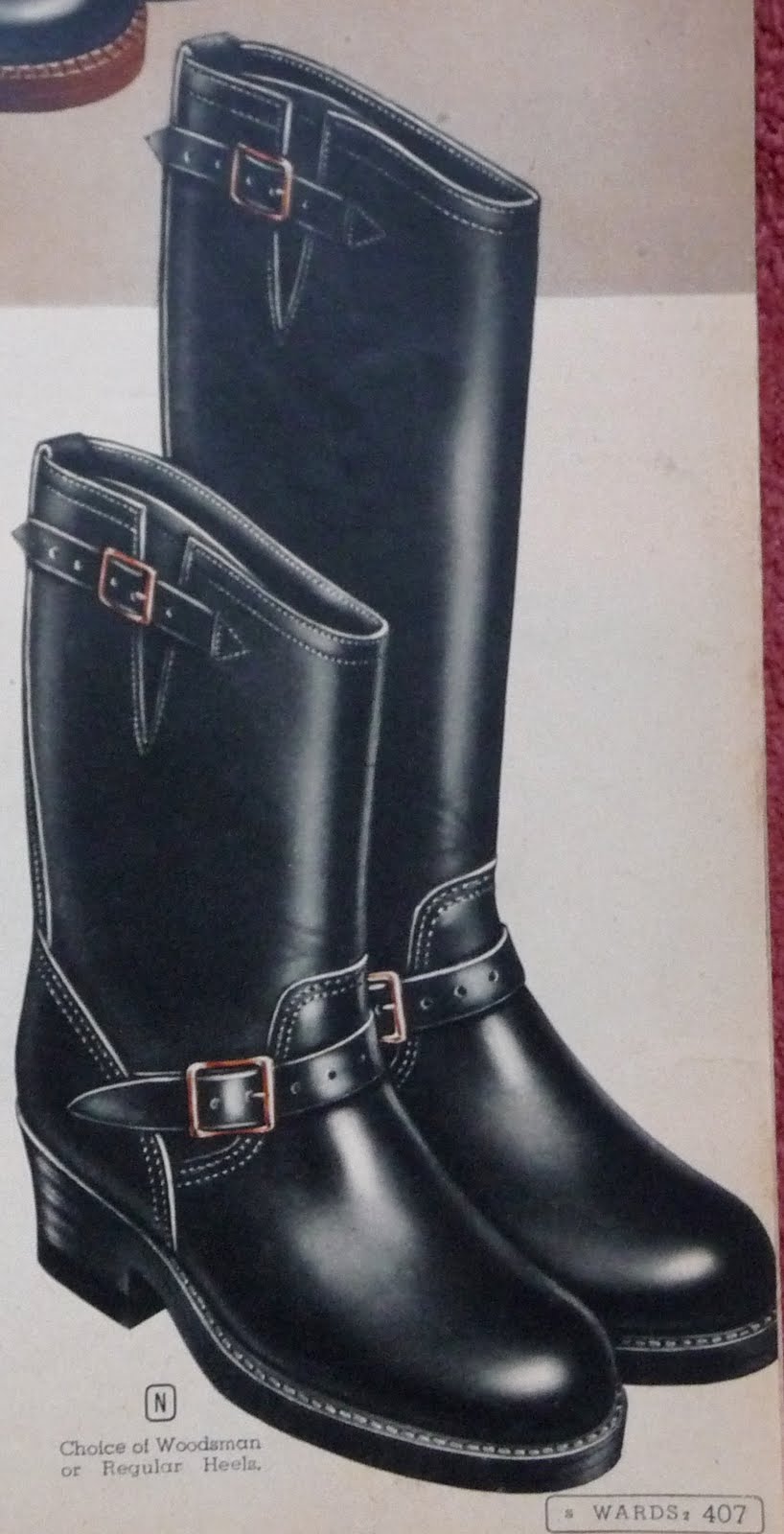 Vintage Engineer Boots: MONTGOMERY WARD BLUE BAND ENGINEER BOOTS