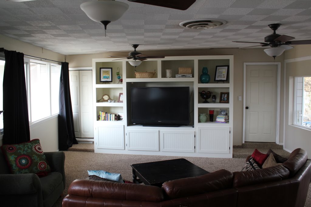 Living Room Renovation With DIY Entertainment Center for Flat Screen TV ...