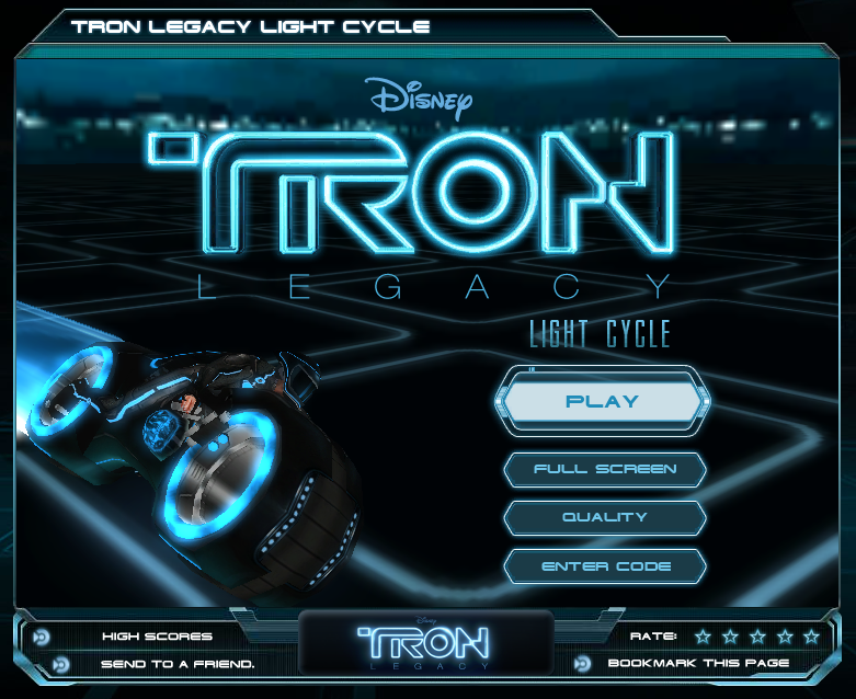 Unity Web Games: TRON: LEGACY Light Cycle