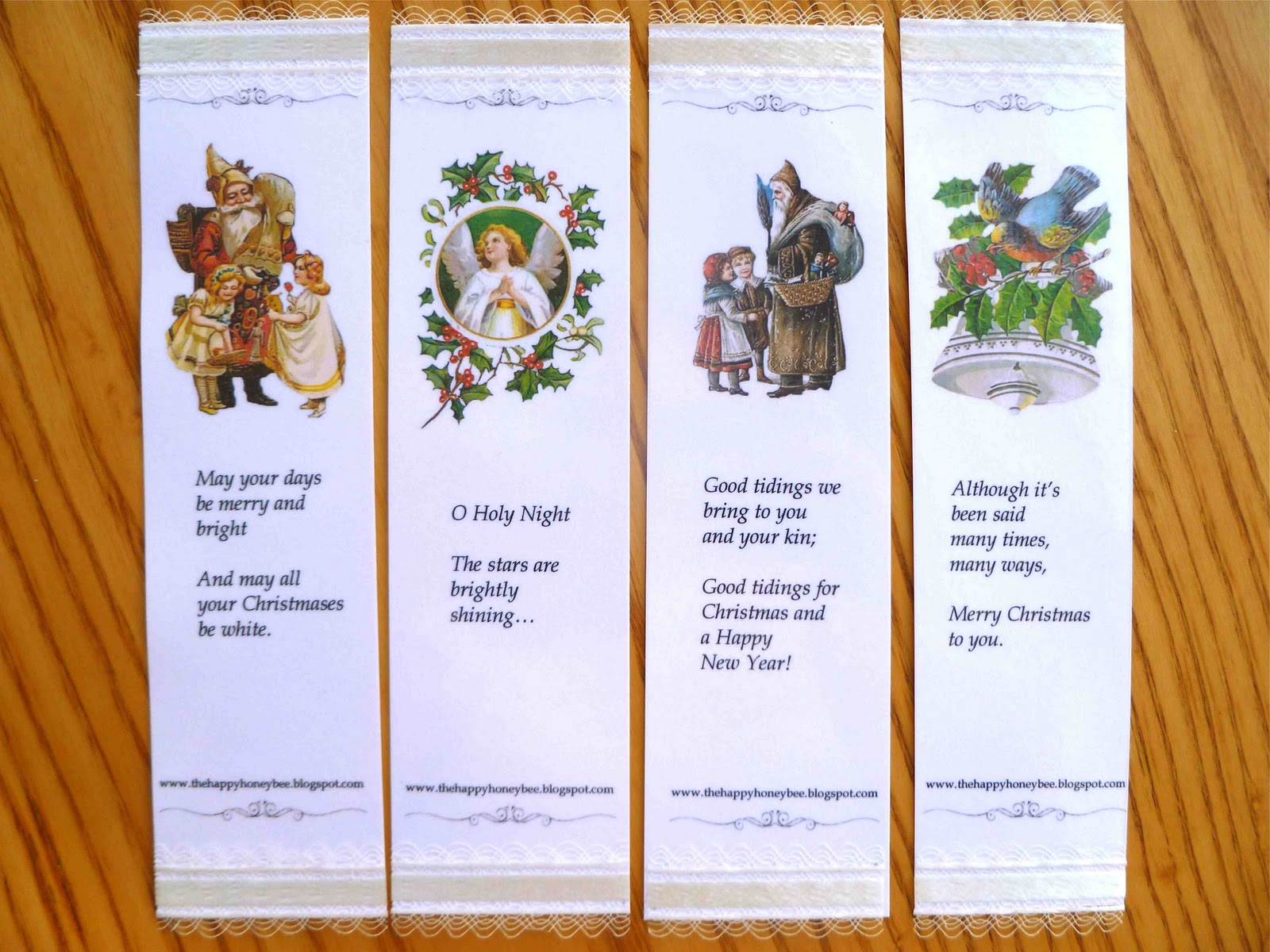 the happy honeybee: vintage Christmas bookmarks + free download