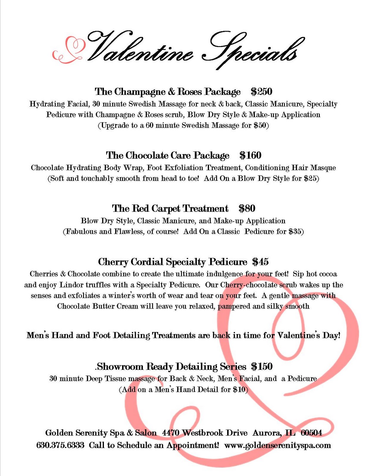 Golden Serenity Spa & Salon: Valentine's Day Specials... All February Long!