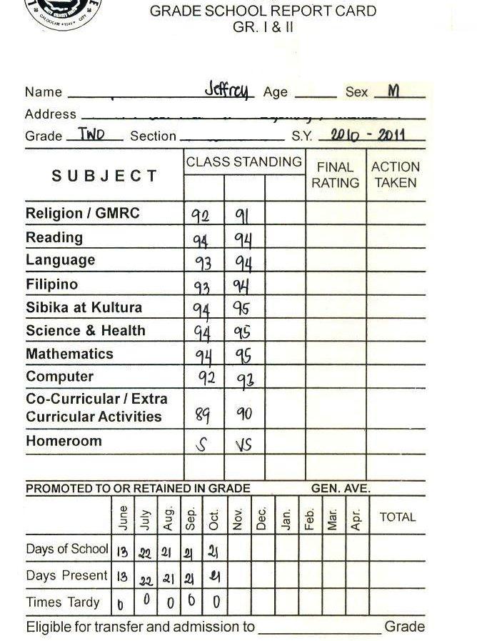 Life is Fun: Jeff's 2nd Grading Grades