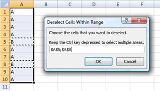Formula Excel: [en] Deselect Cells Within Range