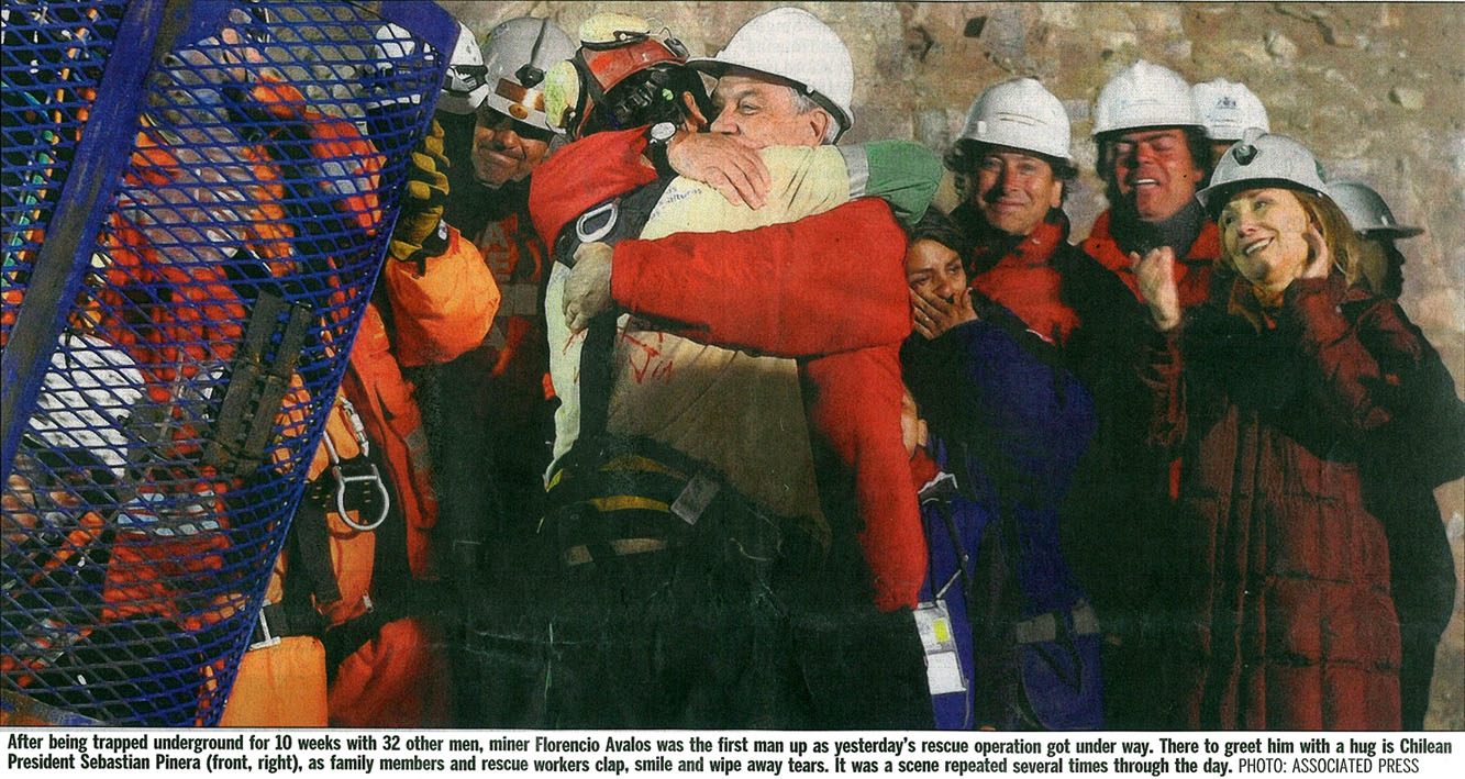 toyhaven: 33 Chile miners freed after 69 days trapped underground