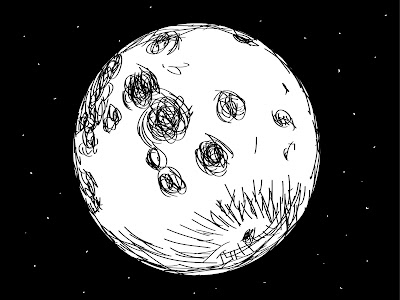 Digital Drawing - David Balmforth: Moon - Daily Drawing - October 15th
