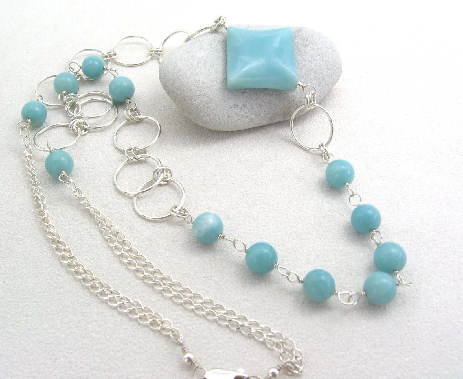 Gracie Jewellery: Handmade Sterling Silver Amazonite Necklace - Anabel
