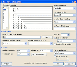 CaraMembuat Daftar Multi Level di Word 2007