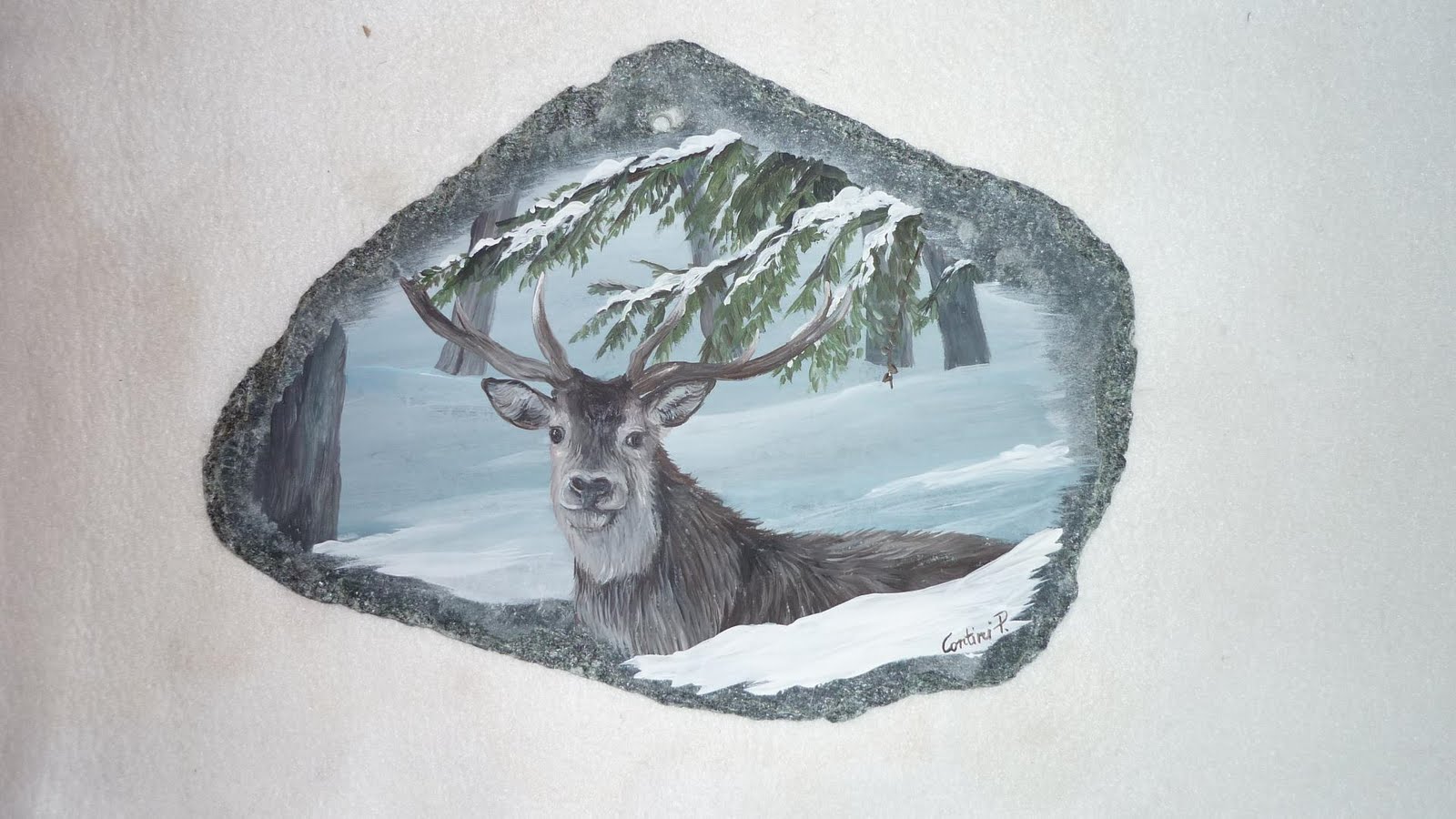 DECORARTE: CERVO CON DEDICA PERSONALIZZATA - Stag with personal dedication