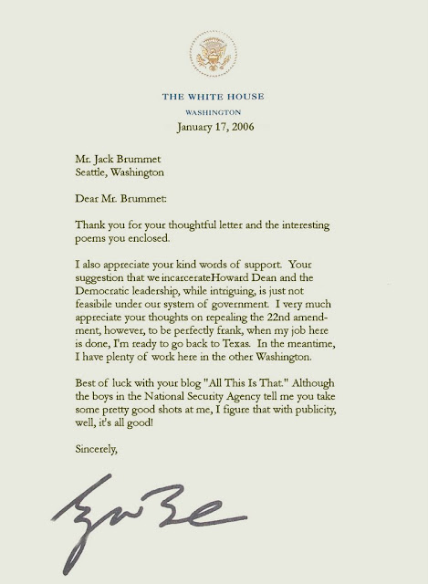 All This Is That: Another letter from President George W. Bush