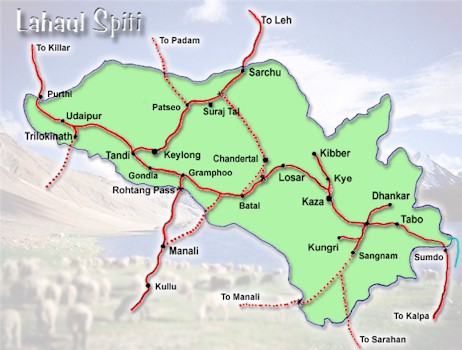 TURISM4U : VIVEK: Map of Lahaul and Spiti valley