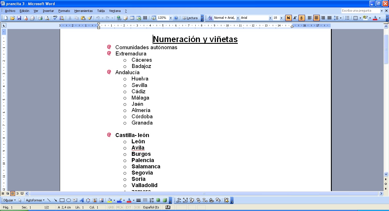 Maria jose Diaz Leal: numeración y viñetas en word