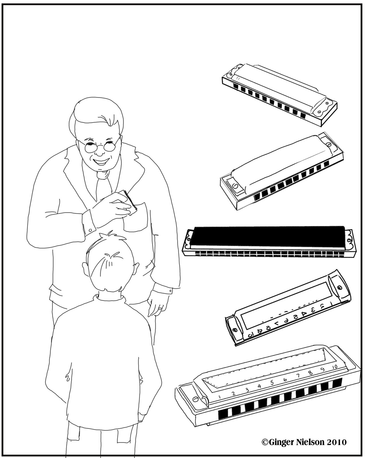 Harmonica Coloring Page Coloring Pages