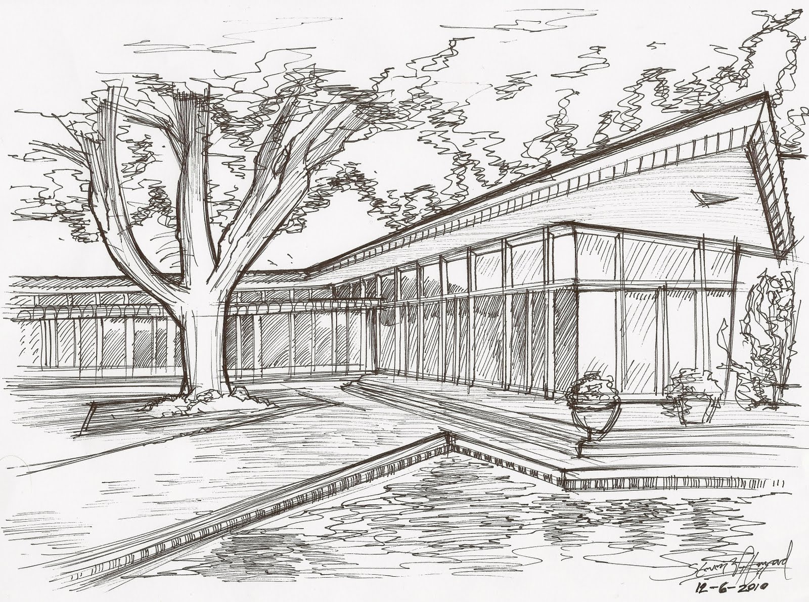 A Cross-Section of Steven W. Howard Art: Bay Area Architecture Sketch 7