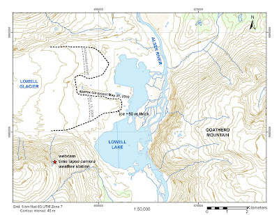Lowell Glacier Webcam: Topographic map and webcam extent