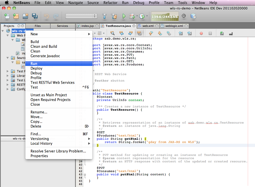 The Buttso Blathers: Using JAX-RS with WebLogic Server 10.3.4