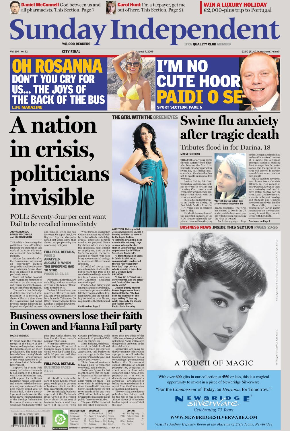 (The Couturette story) Claire O Connor: Sunday Independent front covers ...