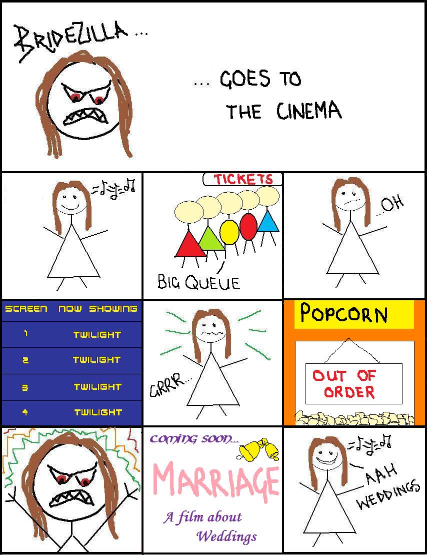Bridezilla Comics: Bridezilla Goes to the Cinema - while I cook sausages
