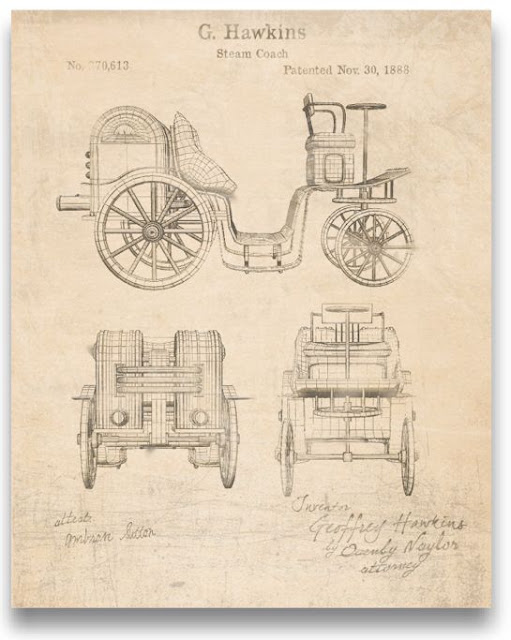 Hawkins Strongbox: Item 78: Steam Coach Patent Diagram