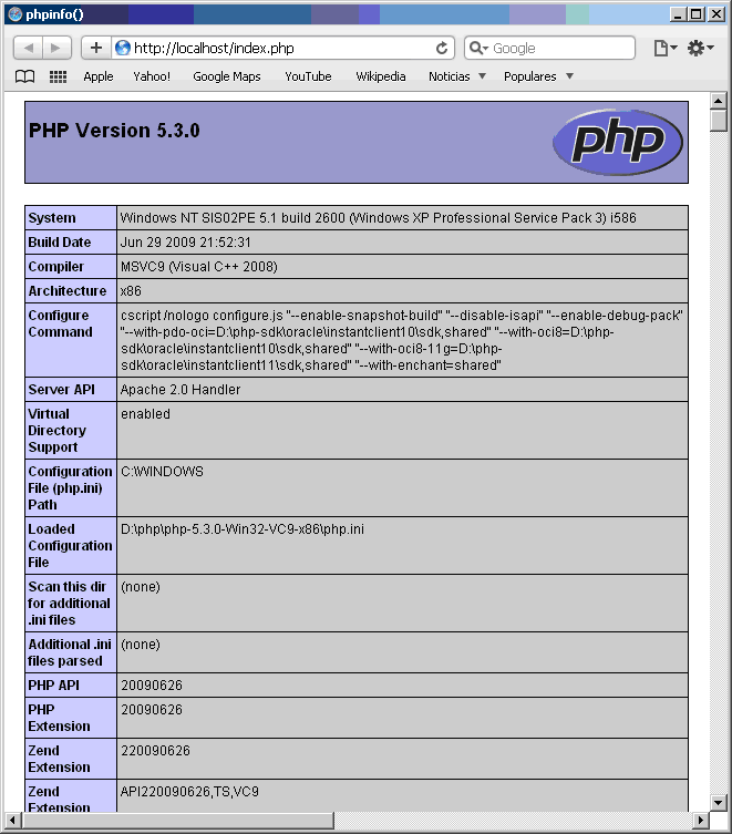 Instalar PHP Version 5.3.0 y Apache HTTP Server 2.2 ~ El diario de un Developer