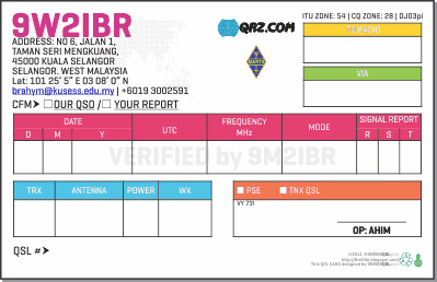 9M2IBRqslPRINT - Malaysia QSL card design and printing: Standard QSL ...