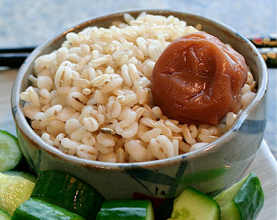 FOODjimoto: Barley Brown Rice with Grilled Peppers, Salted Cucumbers & Tofu