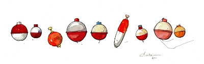 Watercolor illustration by studio tuesday: Fishing Bobbers Watercolor ...