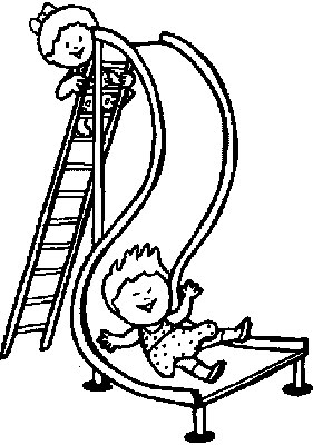 Children on Slide - Kids Coloring Pages | Free World Pics