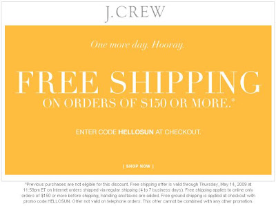 J.Crew Aficionada: J.Crew Email: Free shipping for one more day
